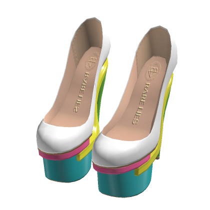 2010s Triple Platform Heels in White Multicolor