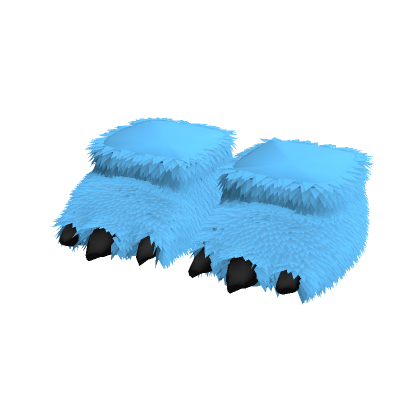 chunky light blue monster fur claw slippers