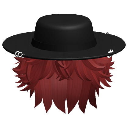 Messy Red Hair w/ Wide Brim Hat | Roblox Item - Rolimon's