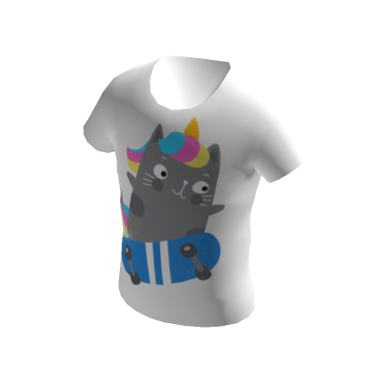 Threadless Cute Cat Unicorn Skateboarder T-Shirt | Roblox Item - Rolimon's