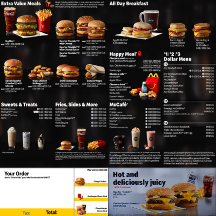 McDonald's Menu Screen 1