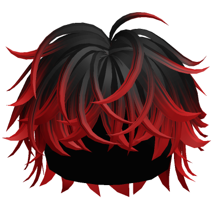 Pelo desordenado esponjoso negro a rojo - Roblox