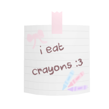 kawaii pastel pink i eat crayons sticky note | Roblox Item - Rolimon's