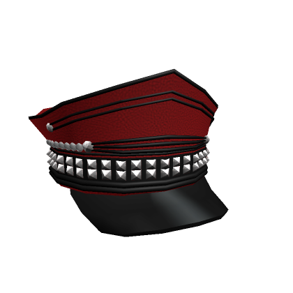 Red leather Silver Studded Captain Cap | Roblox Item - Rolimon's