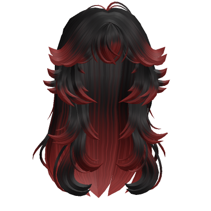 Anime Wolfcut Layered Messy Hair Black to Red | Roblox Item - Rolimon's
