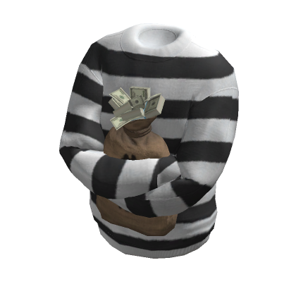 Money Bag Hugging Sweater - Black White Robber | Roblox Item - Rolimon's