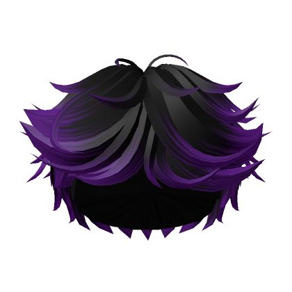 Cabelo Clássico Messy Fluffy Boy Preto para Roxo - Roblox