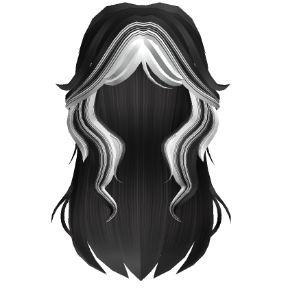 Two-Tone Anime Layered Y2K Messy Hair Black White | Roblox Item - Rolimon's