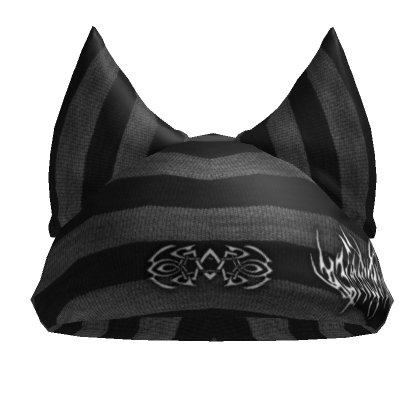 Black Striped Cat Ears Embroided Beanie | Roblox Item - Rolimon's