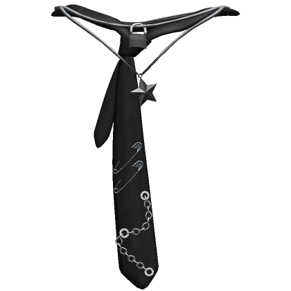 Grunge Y2K Neck Tie Layered Necklace 1.0 (Black) | Roblox Item - Rolimon's