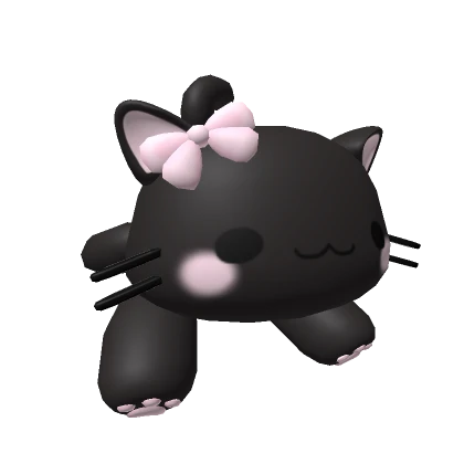 black cute cat pink bow paw on head cutecore kitty | Roblox Item ...