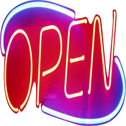 open sign neon transparent see through alpha