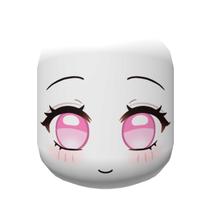 Cute Softie Chibi Face with Pink Eyes [Pure White] | Roblox Item ...