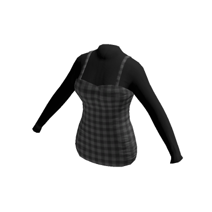 Vestido gris a cuadros con manga larga - Roblox