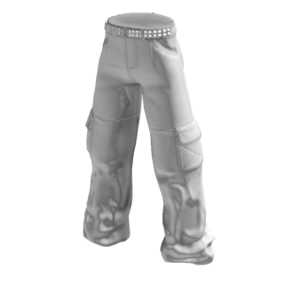 Stylish Cute Studded Belt Flared Pants White | Roblox Item - Rolimon's