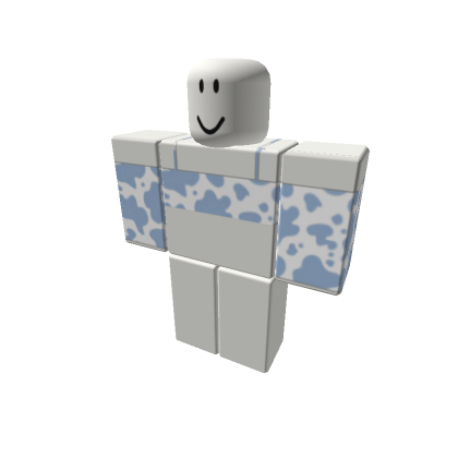 classic shirt cow print baby blue cyan crop top - Roblox