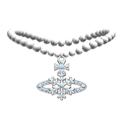 Y2K Blue Snowflake Pearls Diamond Necklace (3.0) | Roblox Item - Rolimon's