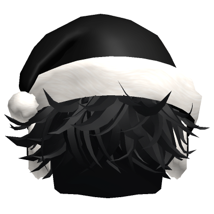 Messy Hair w/ Goth Santa Hat & Earmuffs in Black | Roblox Item - Rolimon's