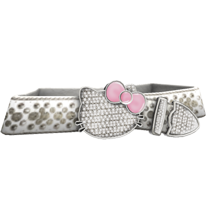 Y2K Studded Kitty Rhinestone Diamond Belt [White] | Roblox Item - Rolimon's