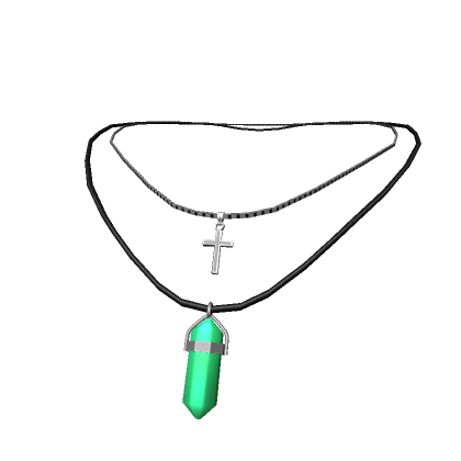 Aesthetic cross and green crystal necklace | Roblox Item - Rolimon's