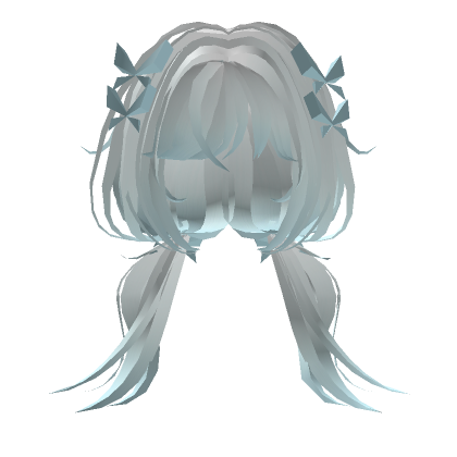 Low Twintails Hair w Butterfly Bow - (Blue White) | Roblox Item - Rolimon's