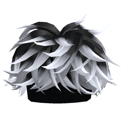 Black to White Fluffy Middle Swept Hair | Roblox Item - Rolimon's
