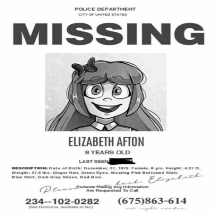 Elizabeth Afton missing poster - FNAF