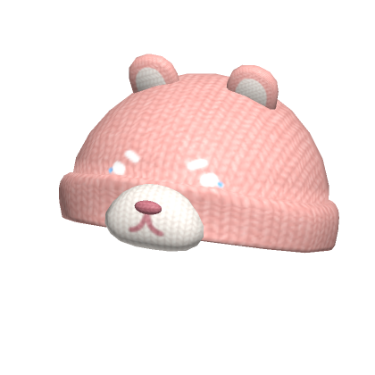 🍀Cute Bear Knit Beanie (Pink) | Roblox Item - Rolimon's