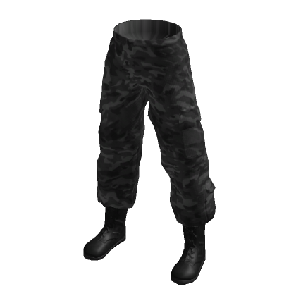 Soldier Army Camo Pants w/ Boots - Charcoal | Roblox Item - Rolimon's